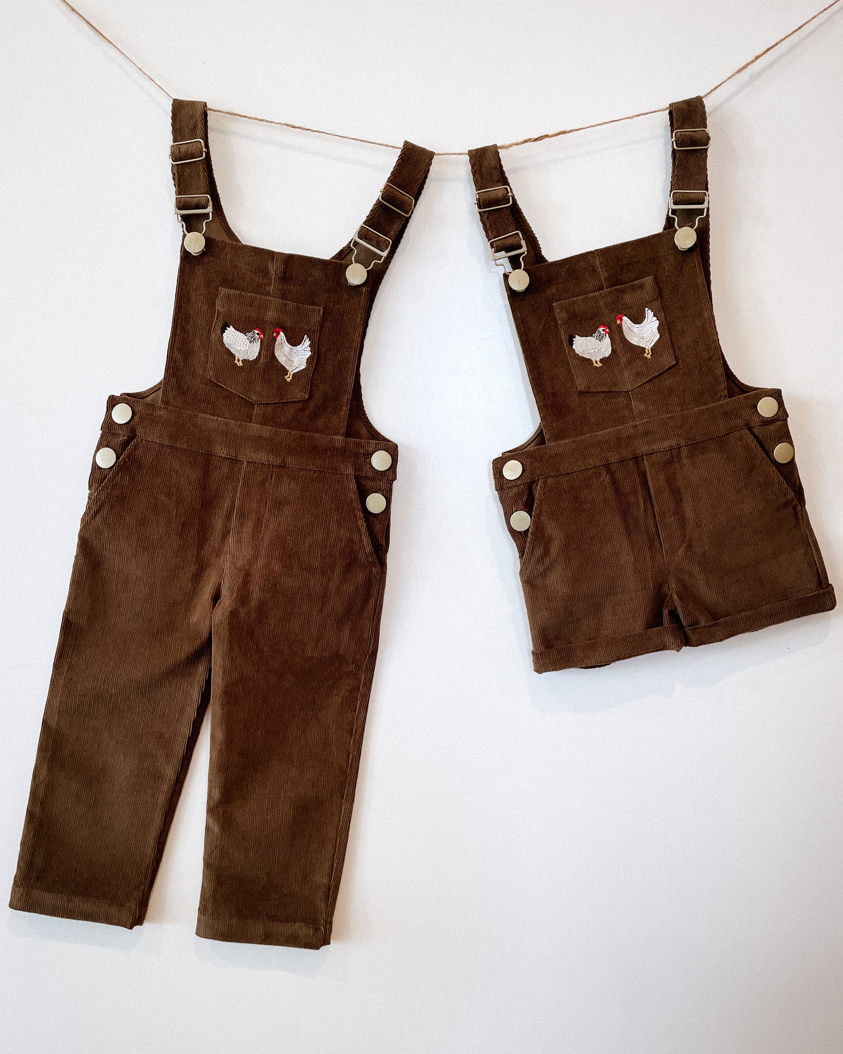 Soft Corduroy Chicken Embroidered Overalls - Long – littleclothingco
