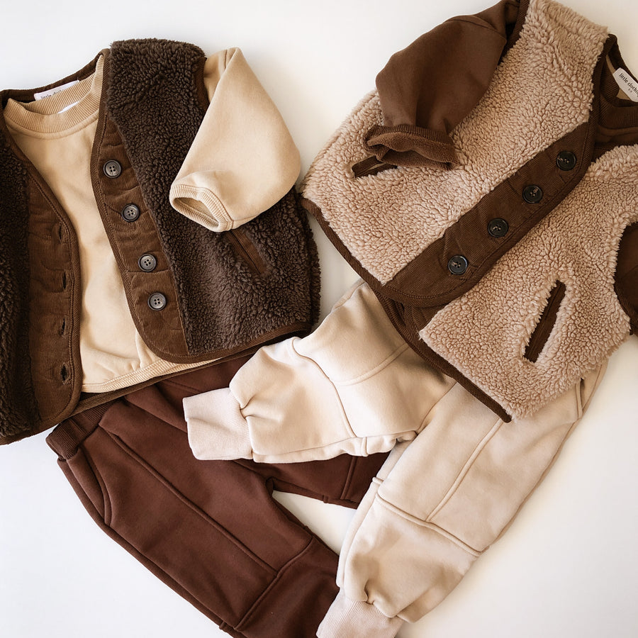 Cosy Teddy Vest with Corduroy Trim – littleclothingco