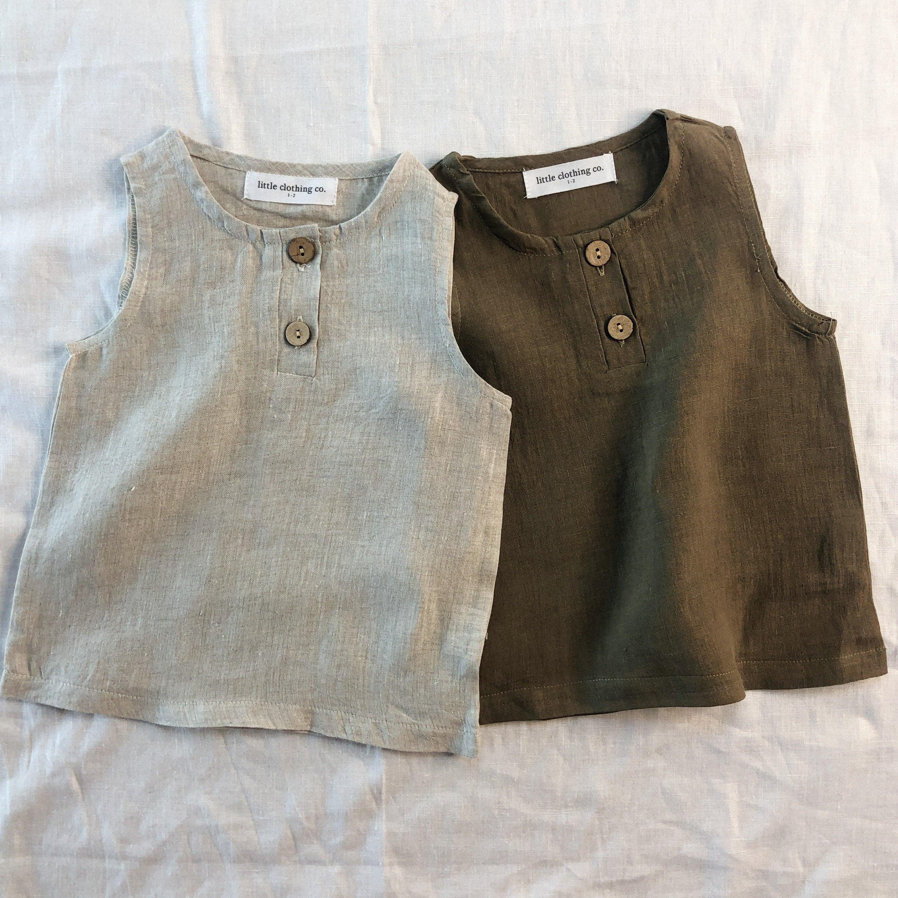 Pure Linen Round Neck Singlets 6-12m, 1-2, 2-3 , 4-5 & 5-6 ...